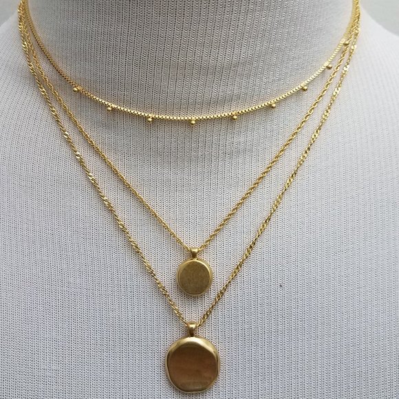 Madewell | Jewelry | Madewell Coin Layered 3 Necklaces Gold Circle ...